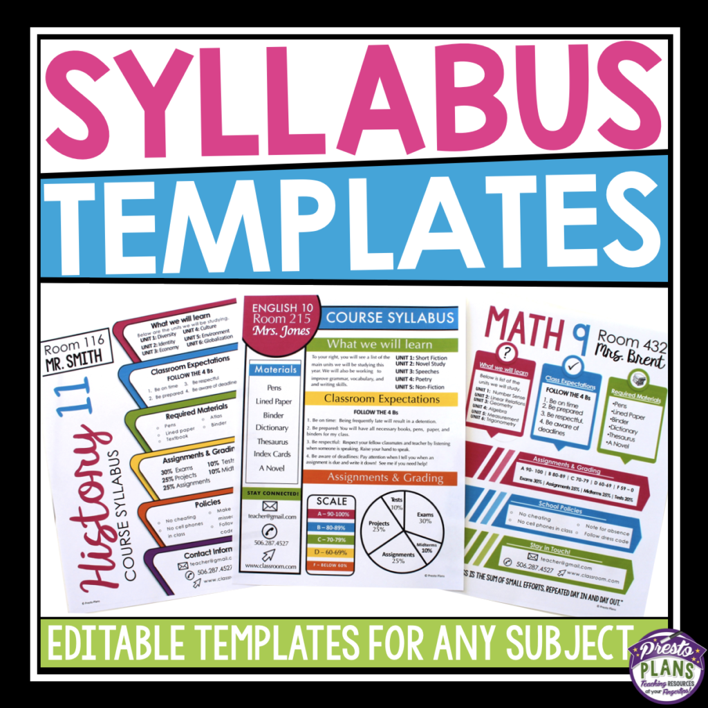 SYLLABUS TEMPLATES - prestoplanners.com