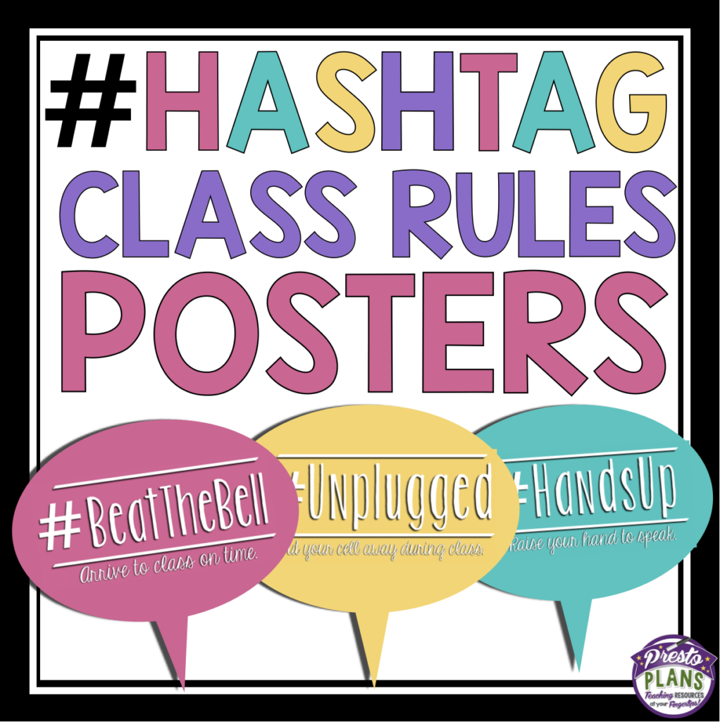 CLASS RULES POSTERS HASHTAGS EDITION - prestoplanners.com