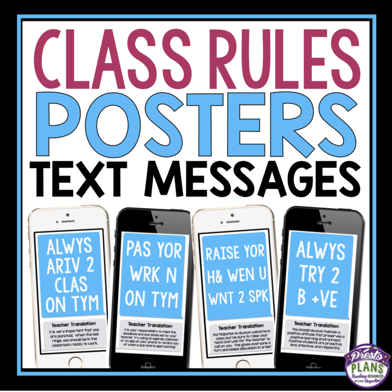 Class Rules Posters - Text Messages - Creative Back to School Bulletin ...