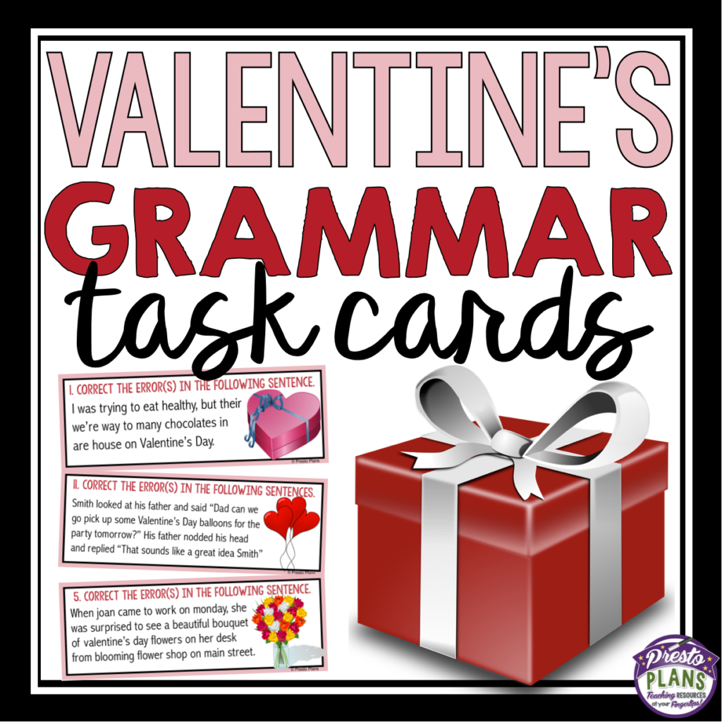VALENTINE'S DAY GRAMMAR TASK CARDS - prestoplanners.com