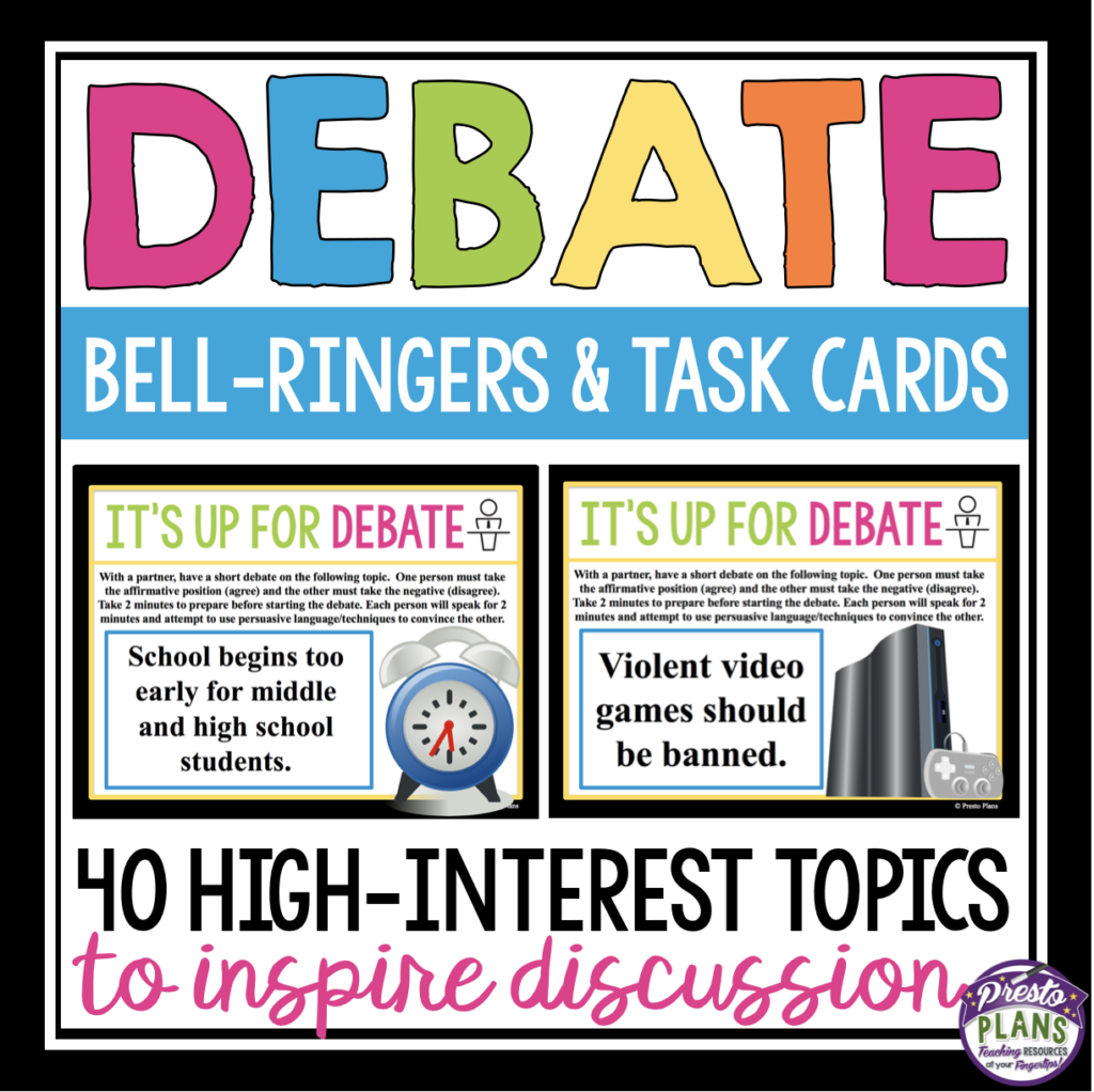 DEBATE BELL-RINGERS AND TASK CARDS - prestoplanners.com
