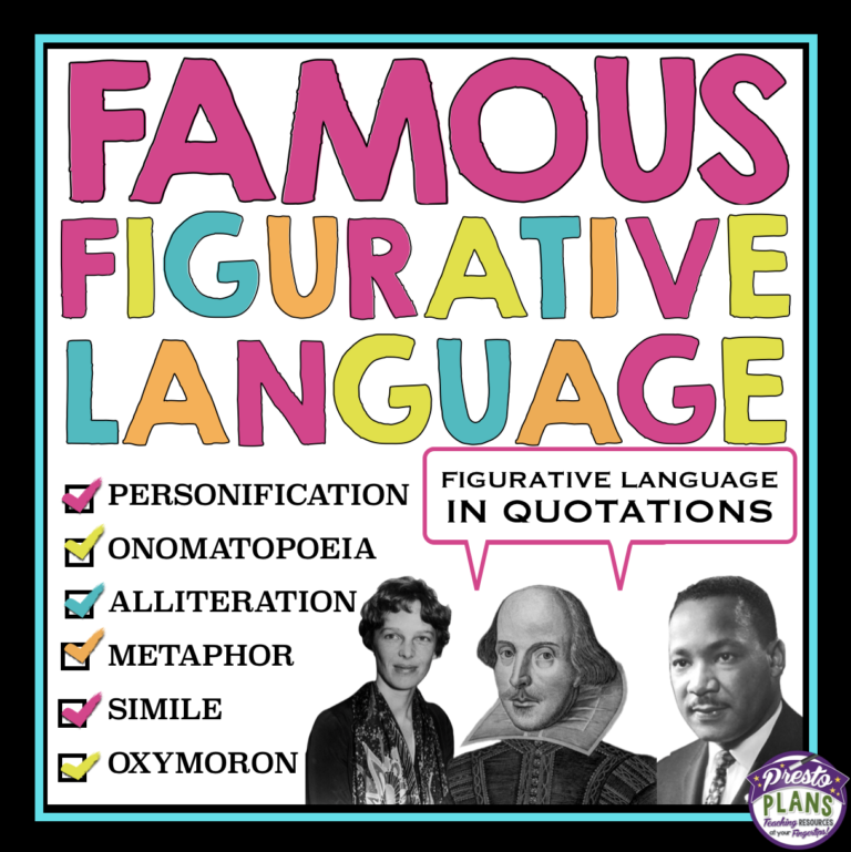 FIGURATIVE LANGUAGE QUOTES TASK CARDS - prestoplanners.com