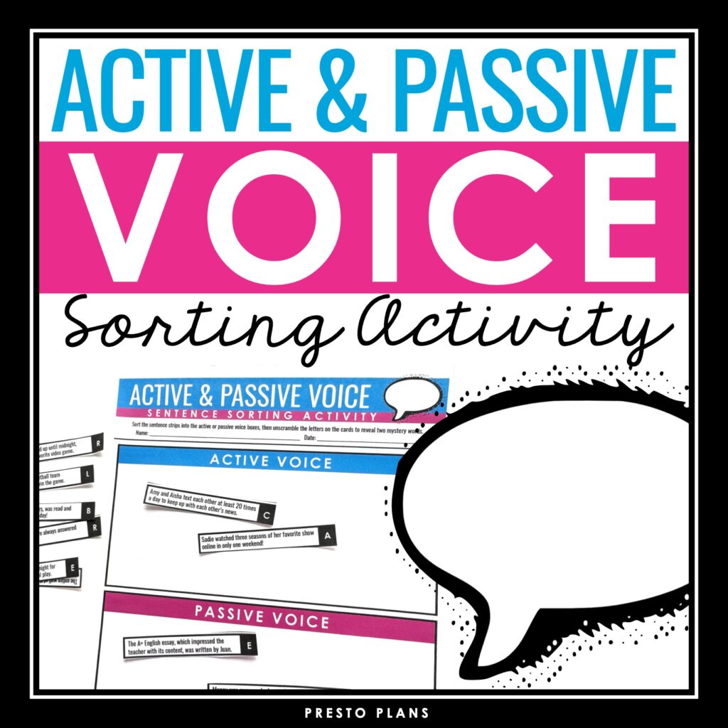 Active and Passive Voice Activity - Interactive Sorting Hands On ...