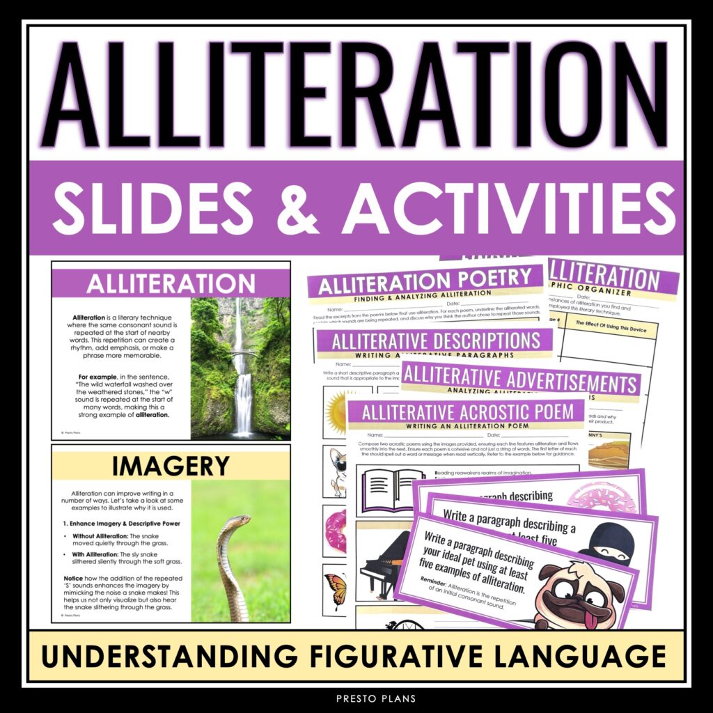 Alliteration Activities and Assignments - Literary Devices & Figurative ...