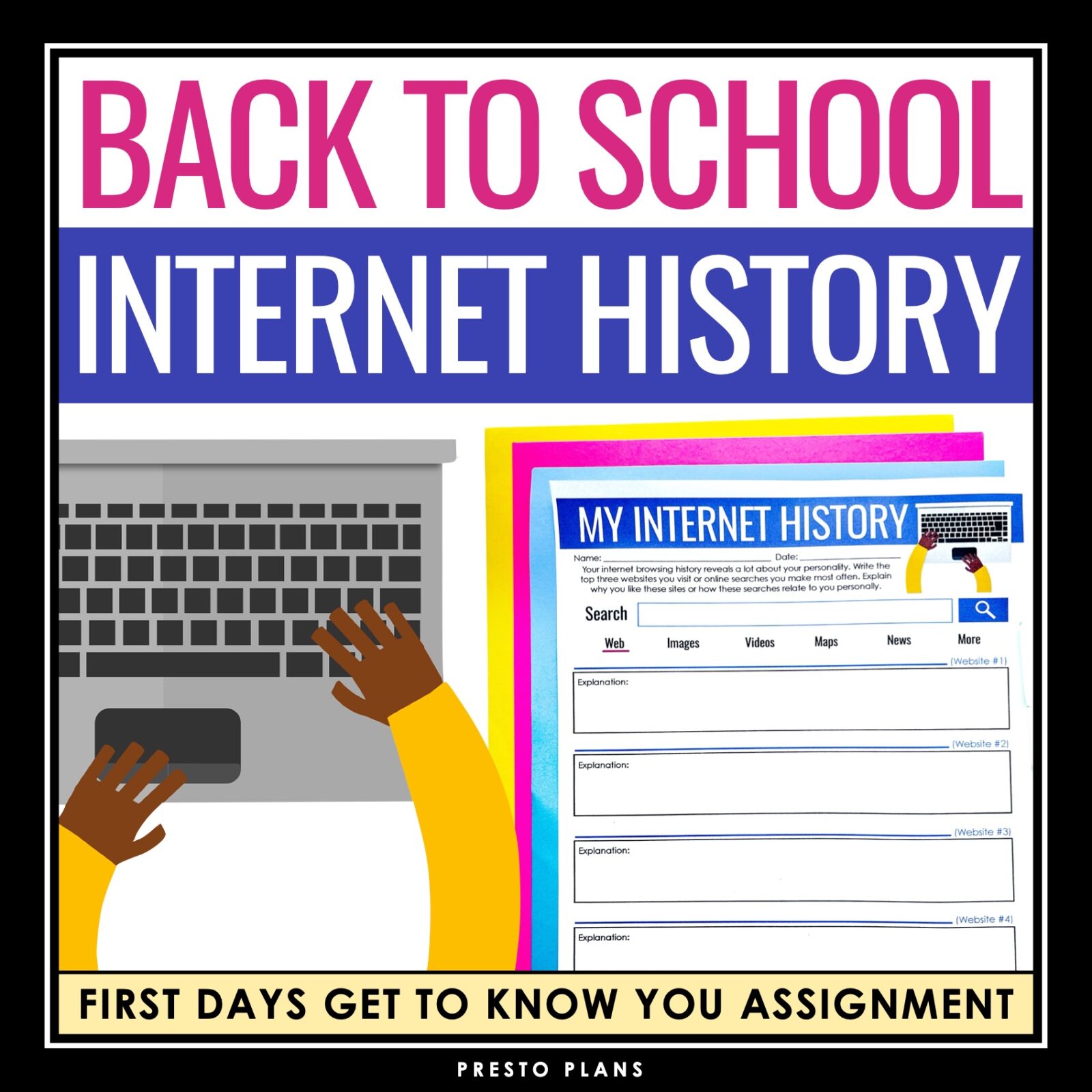 Back to School Activity - Internet History Get to Know You First Day ...