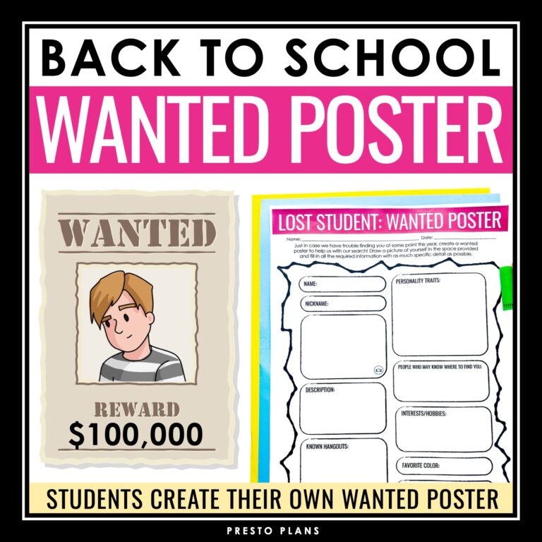 Back to School Activity - Wanted Poster Get to Know You Creative ...