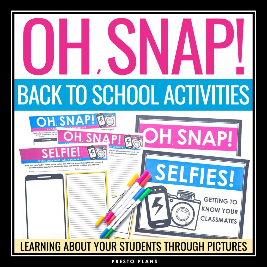 Back to School Activity - Selfie Get to Know You First Week Creative ...