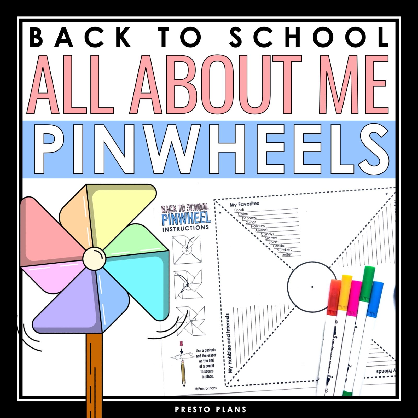 Back to School All About Me Activity - Creative First Day Pinwheel ...