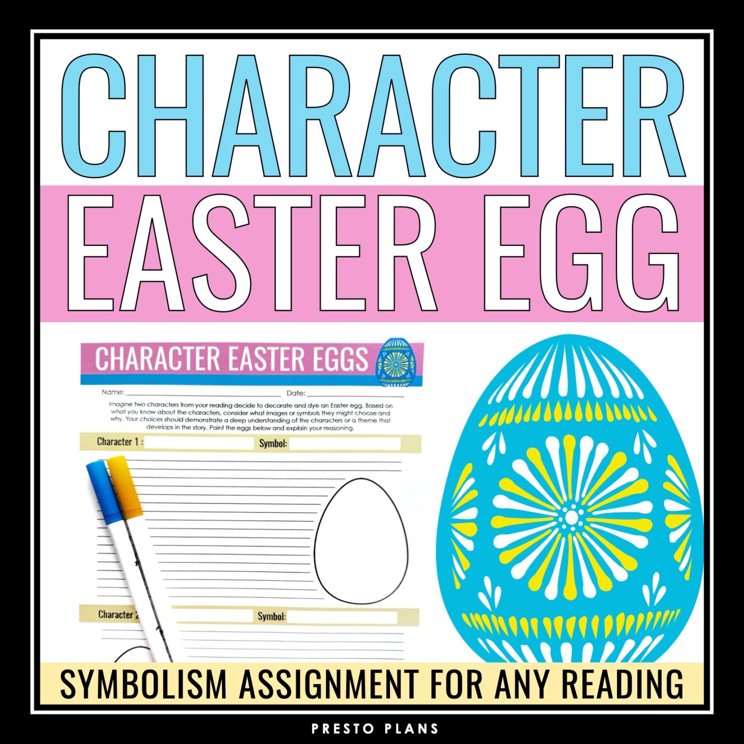 Easter Assignment for Any Novel or Short Story - Character Easter Egg ...