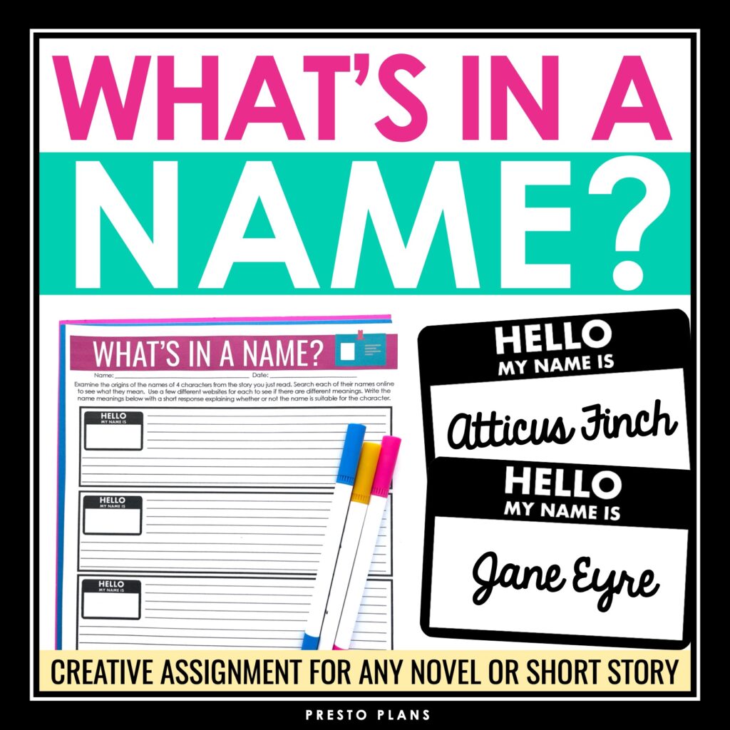 Character Analysis Assignment For Any Novel or Short Story - Name ...