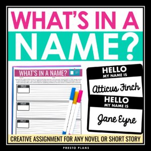 Character Analysis Assignment For Any Novel or Short Story - Name ...