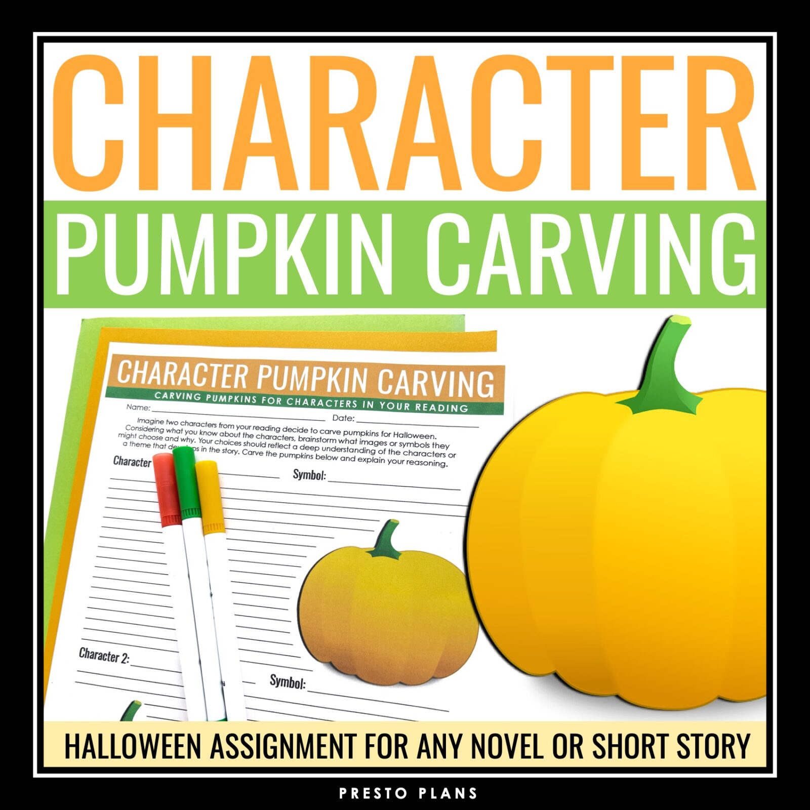 Halloween Character Analysis Novel or Short Story Assignment - Pumpkin ...