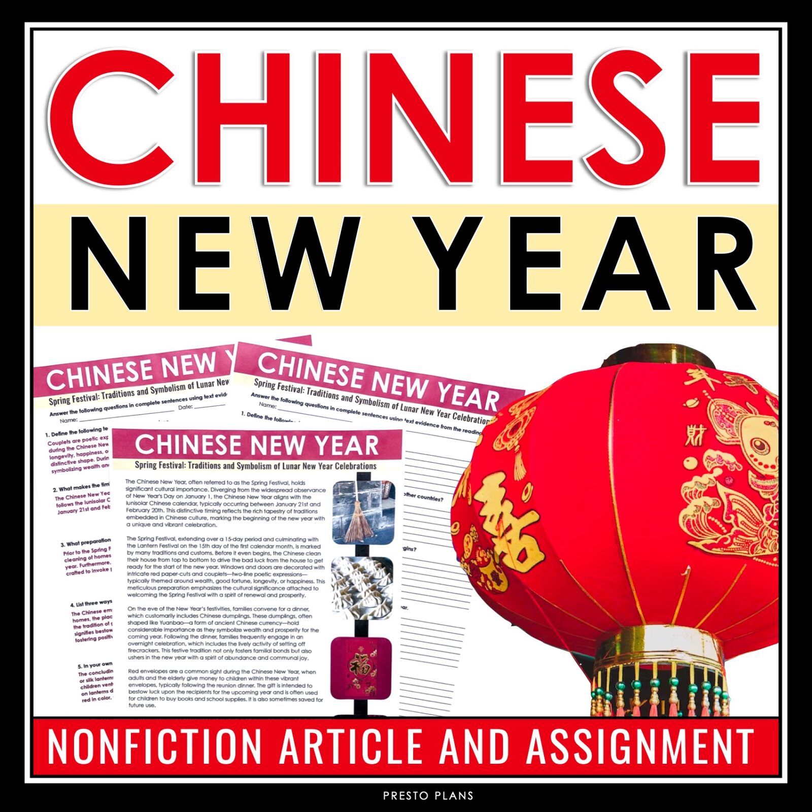 Chinese New Year Reading Comprehension Activity - Lunar New Year ...
