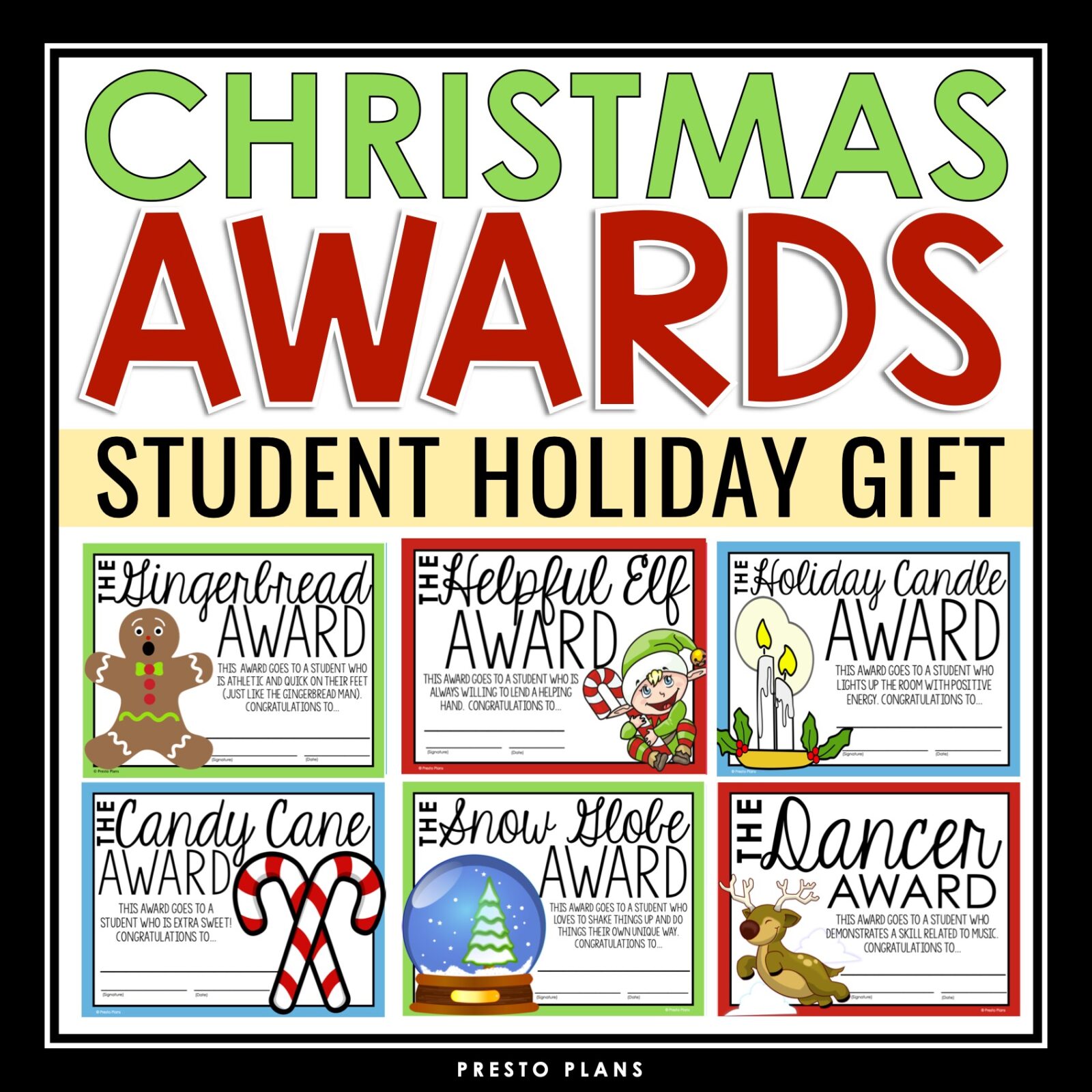 Christmas Awards - Holiday Student Awards Certificates - Christmas Gift ...