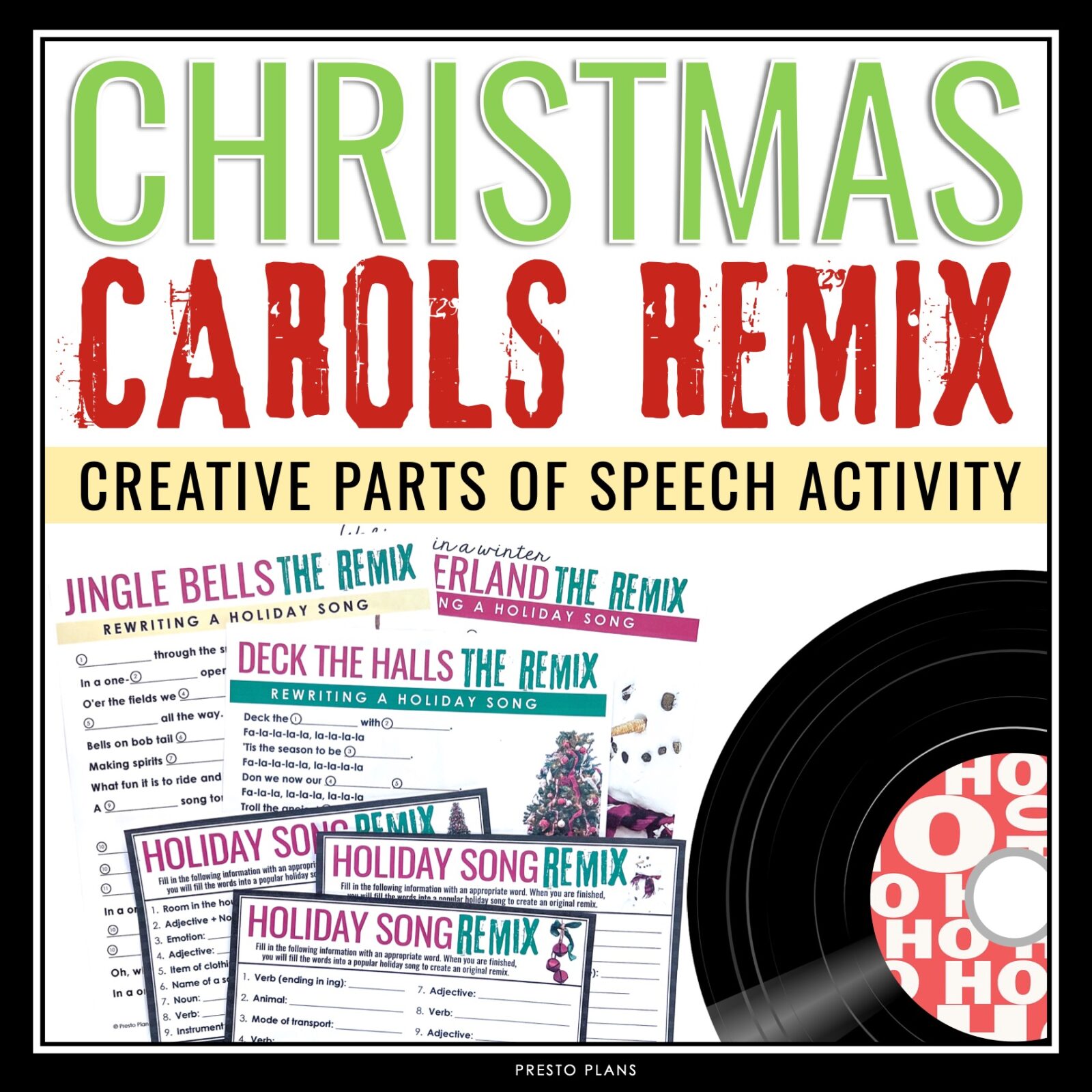 Christmas Parts of Speech Activity - Rewriting Holiday Carols Song ...