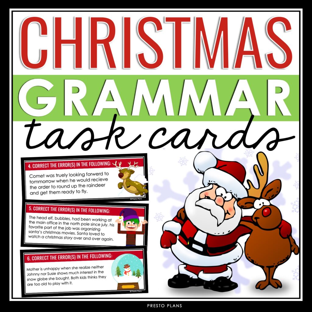Christmas Grammar Activity - Editing Grammar Errors in Holiday Task ...