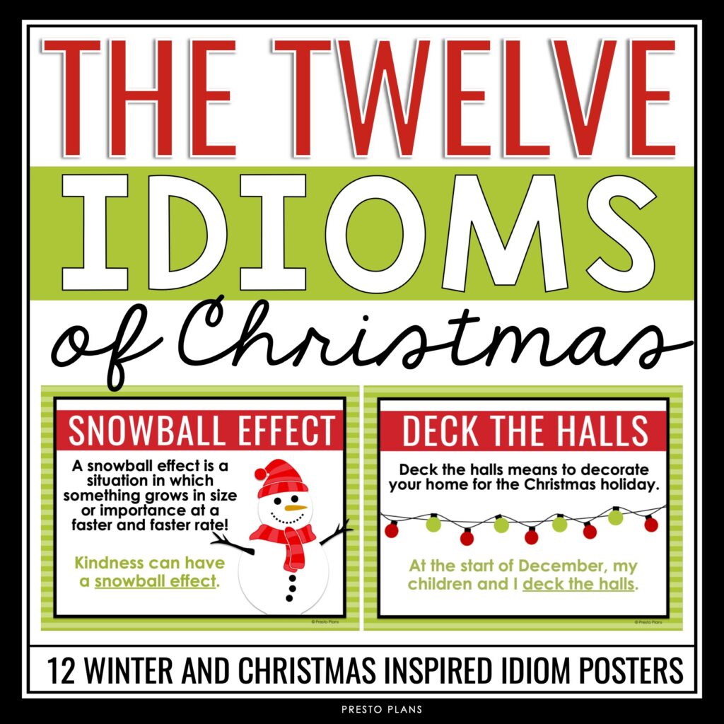 Christmas Idioms Posters and Activity - Bulletin Board Holiday Class ...