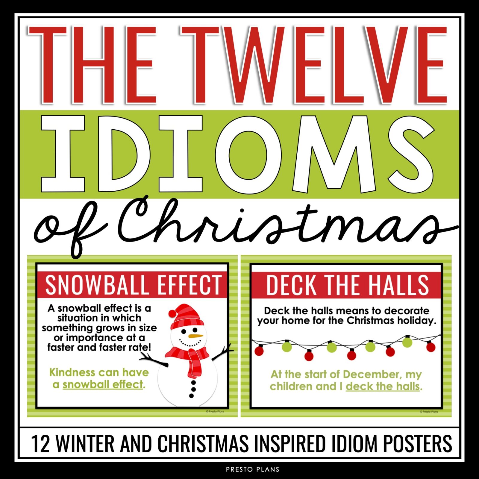 Christmas Idioms Posters and Activity - Bulletin Board Holiday Class ...