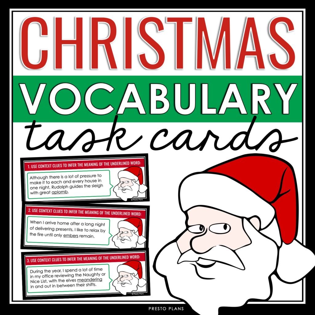Christmas Vocabulary Activity - Santa's Dictionary Task Cards with ...