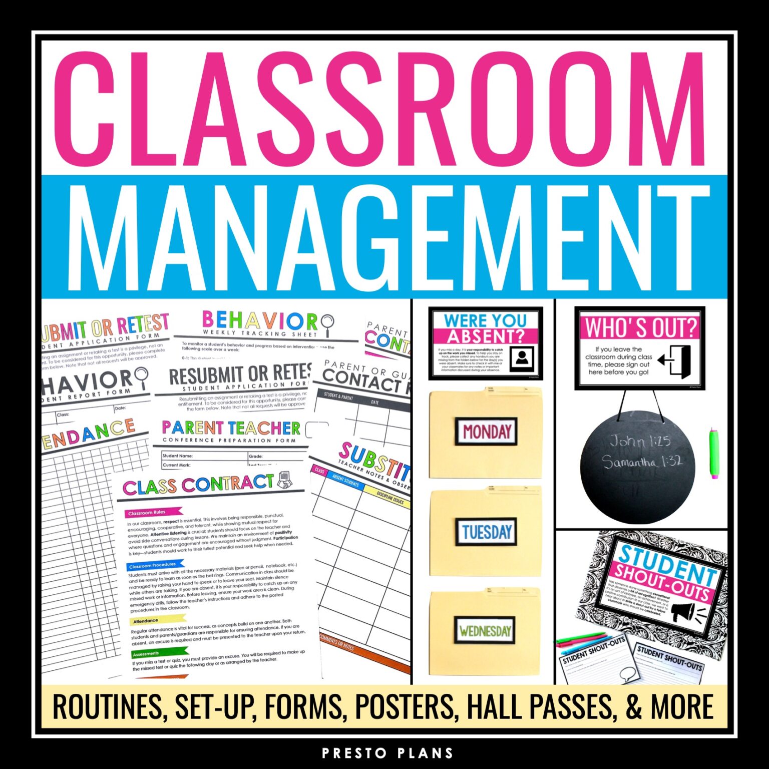 Classroom Management Resources - Forms, Posters, Procedures, and Tips ...