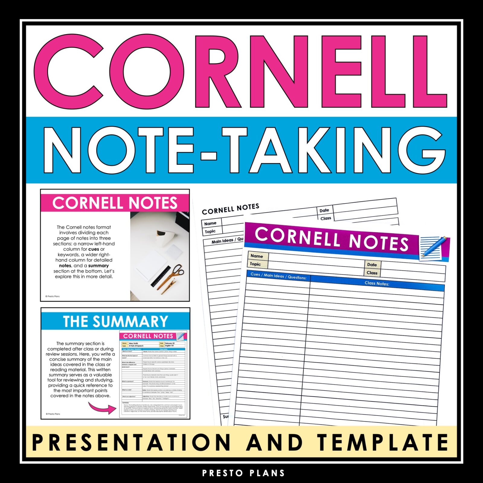 Cornell Notes Introduction Presentation Slides Cornell Note Taking