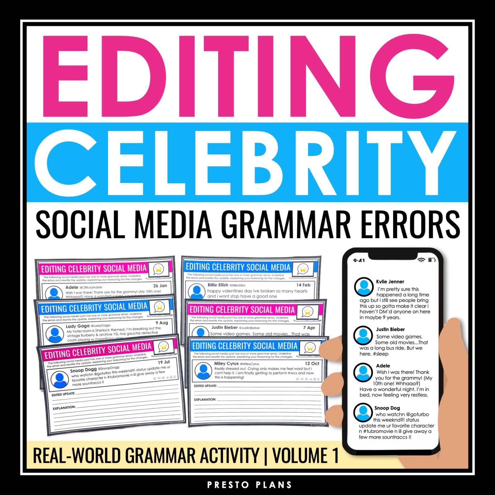 Grammar Activity - Editing Celebrity Social Media Grammar Errors ...
