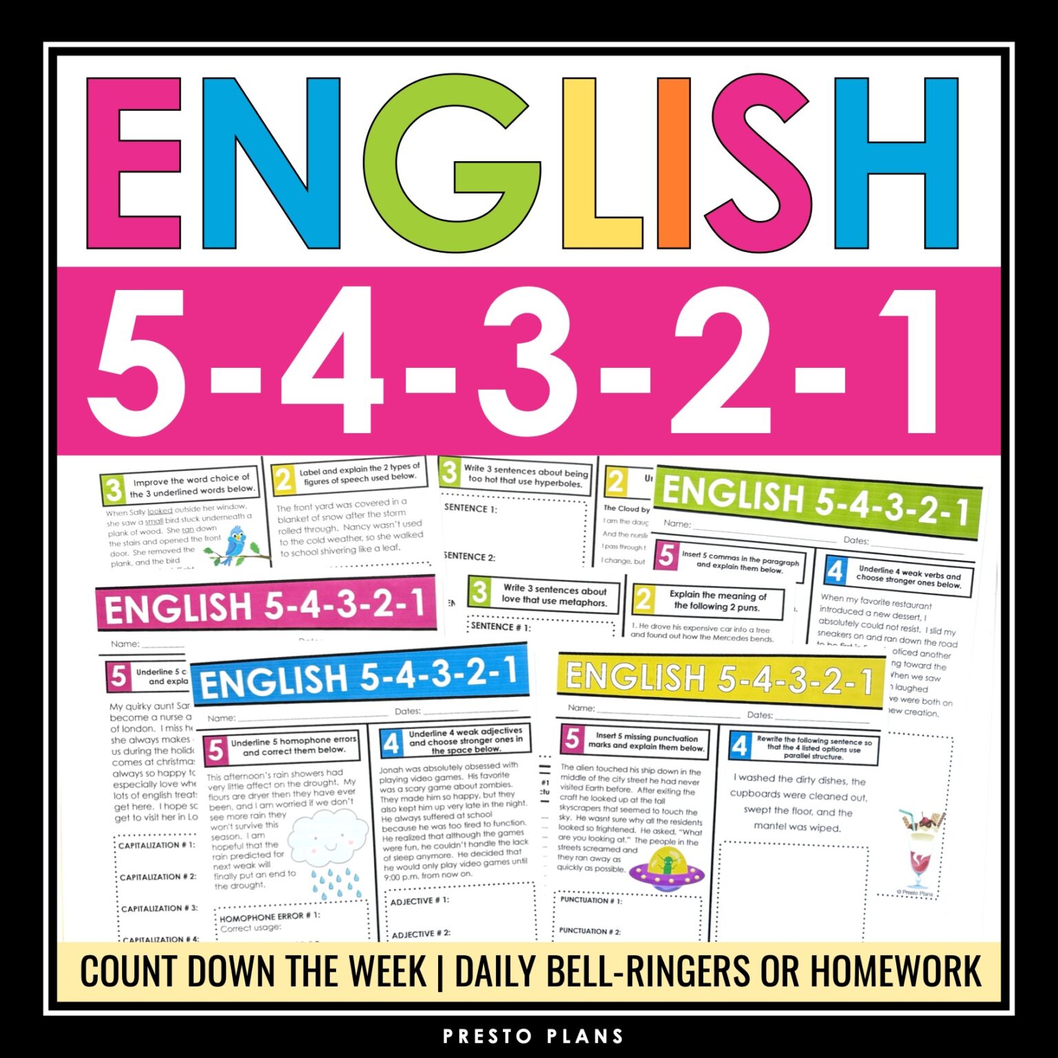 English Bell Ringers - Grammar, Vocabulary, Literary Devices, Writing ...