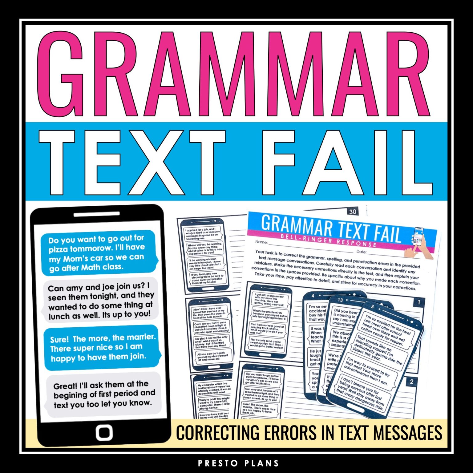Grammar Bell-Ringers & Task Cards Activities - Editing Grammar in Text ...