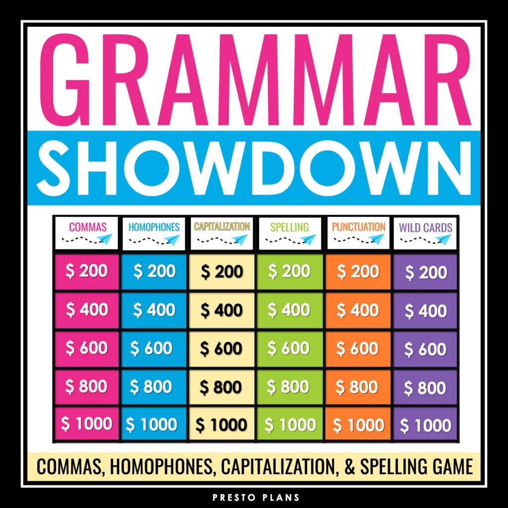 Grammar Game - Homophones, Spelling, Commas, and Capitalization ...