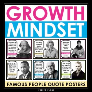 Growth Mindset Posters and Assignment - Famous Quotes Bulletin Board ...