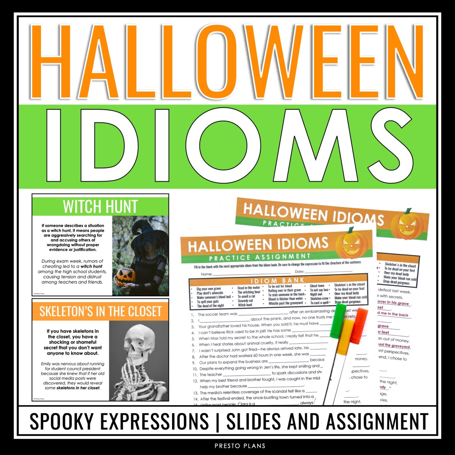Halloween Idioms Presentation and Assignment - Halloween Expressions ...