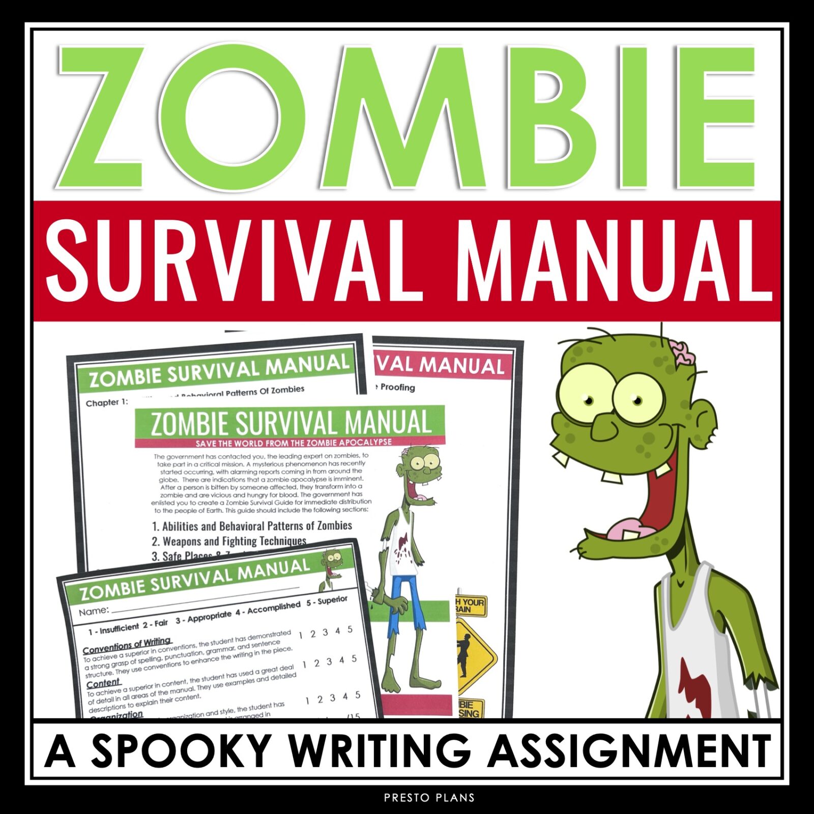 Halloween Writing Assignment - Zombie Survival Manual Halloween Writing ...