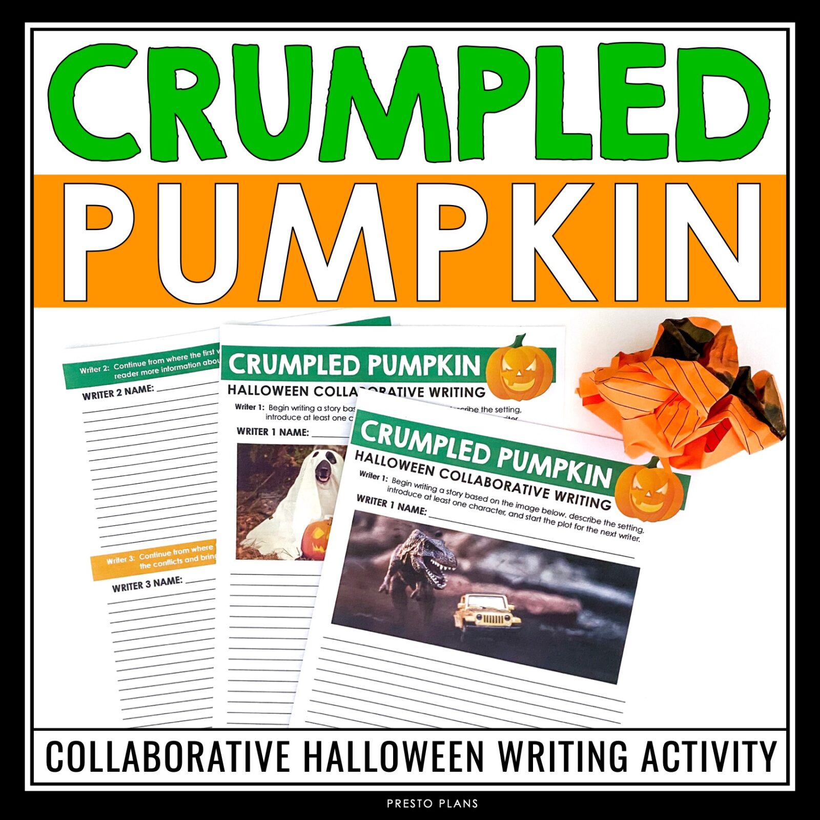 Halloween Writing Activity - Crumpled Pumpkin Collaborative Writing ...