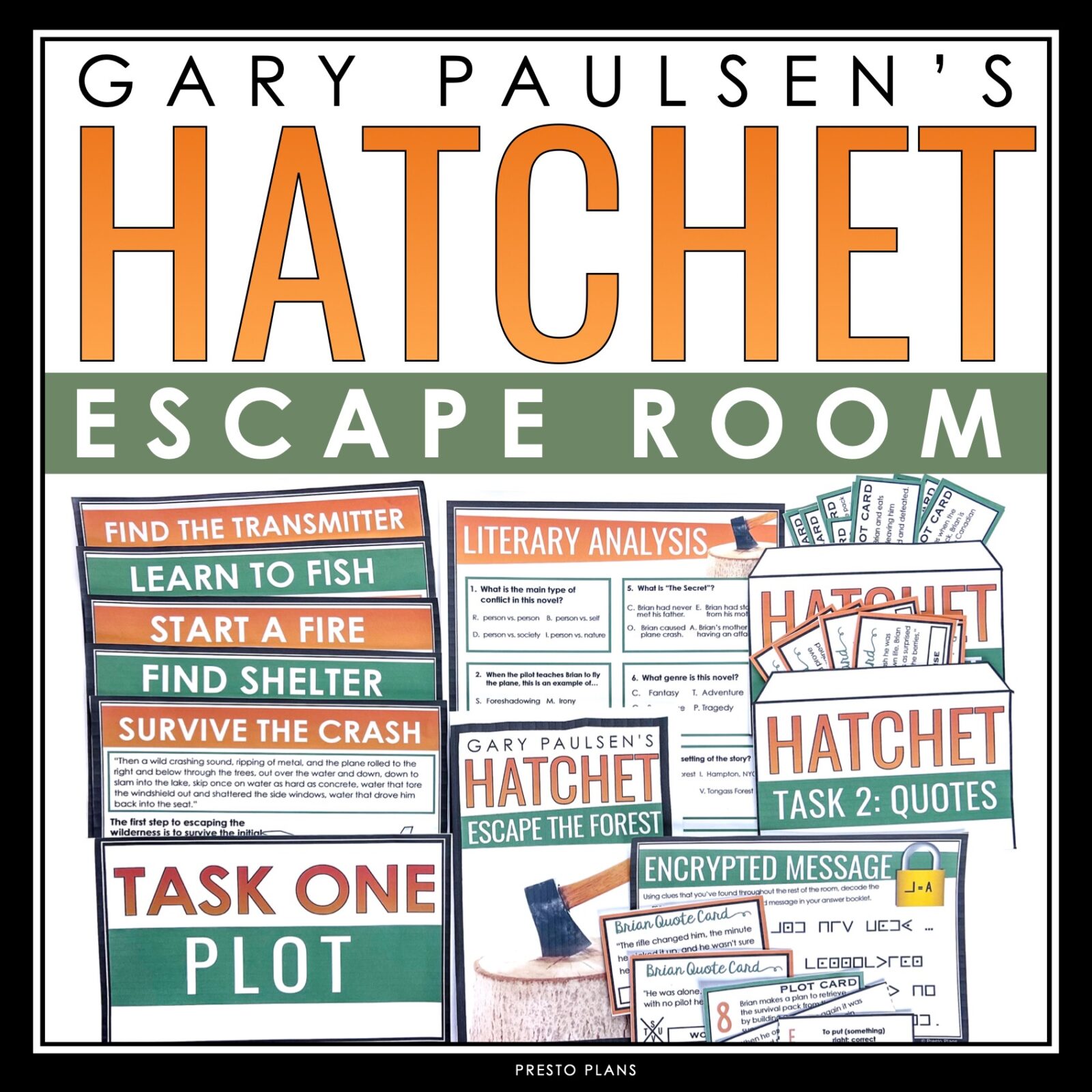Hatchet Escape Room Novel Activity - Breakout Review for Gary Paulsen's ...