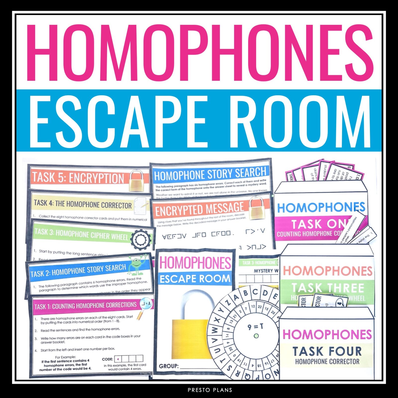 Homophones Escape Room Activity - Breakout Stations Grammar Review Game ...