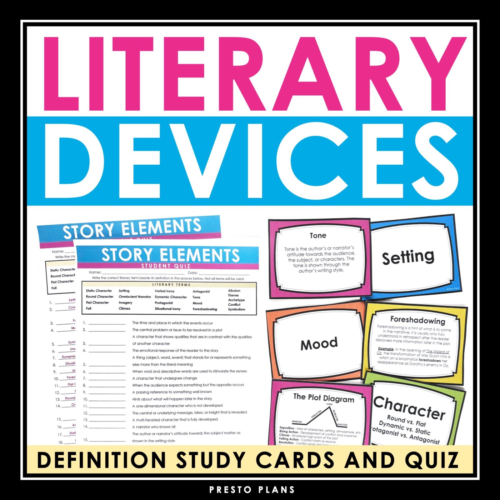 Story Elements and Literary Devices Review Flash Cards and Quiz ...