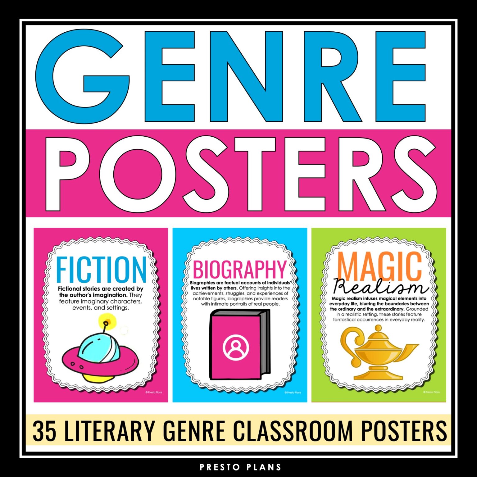Literary Genre Posters - Back to School ELA Reading Genre Bulletin ...
