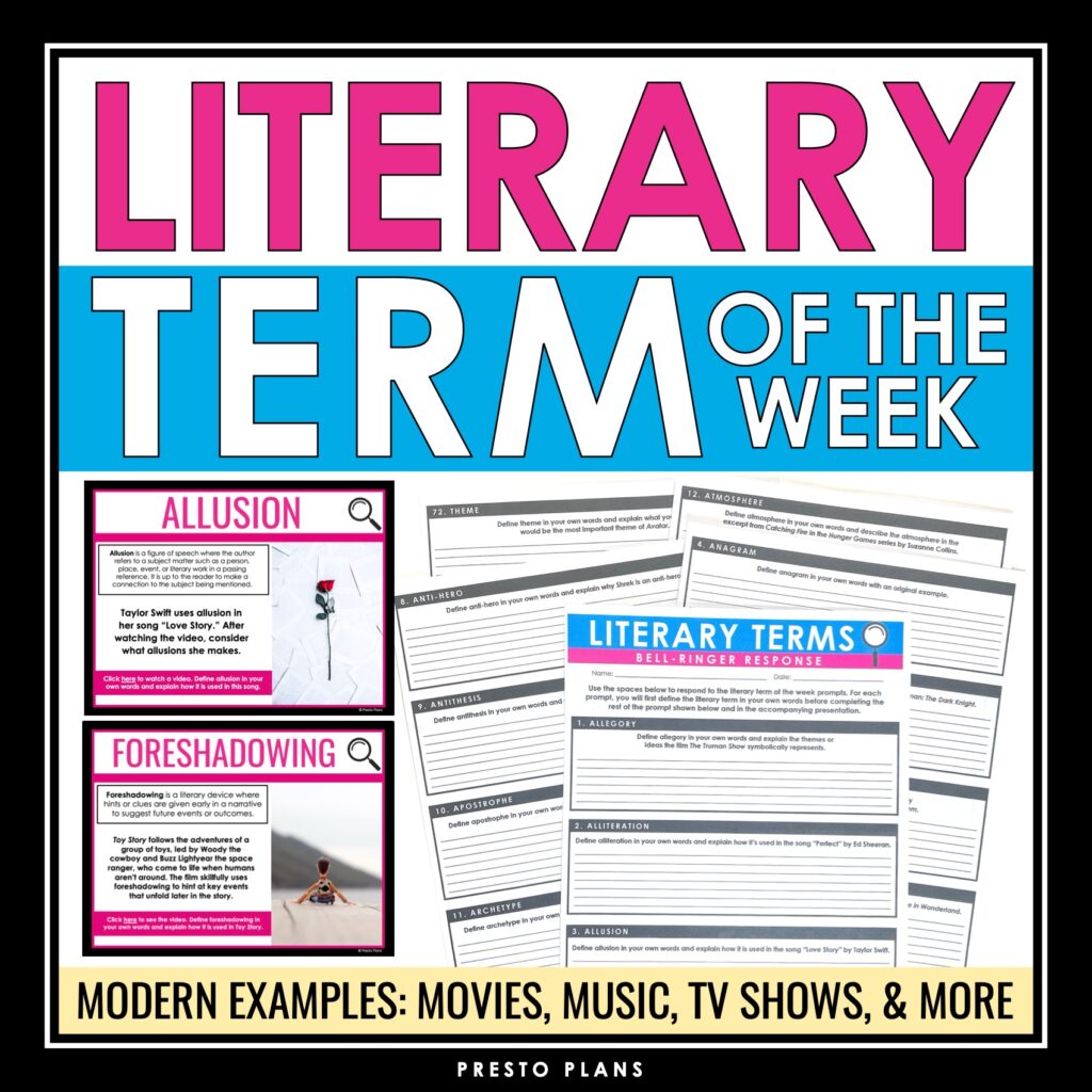 Literary Devices - Weekly Figurative Language, Story Elements ...