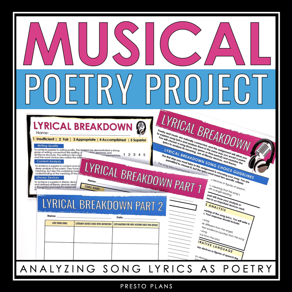 Poetry Analysis Using Song Lyrics Project - Teaching Poetry with Music ...
