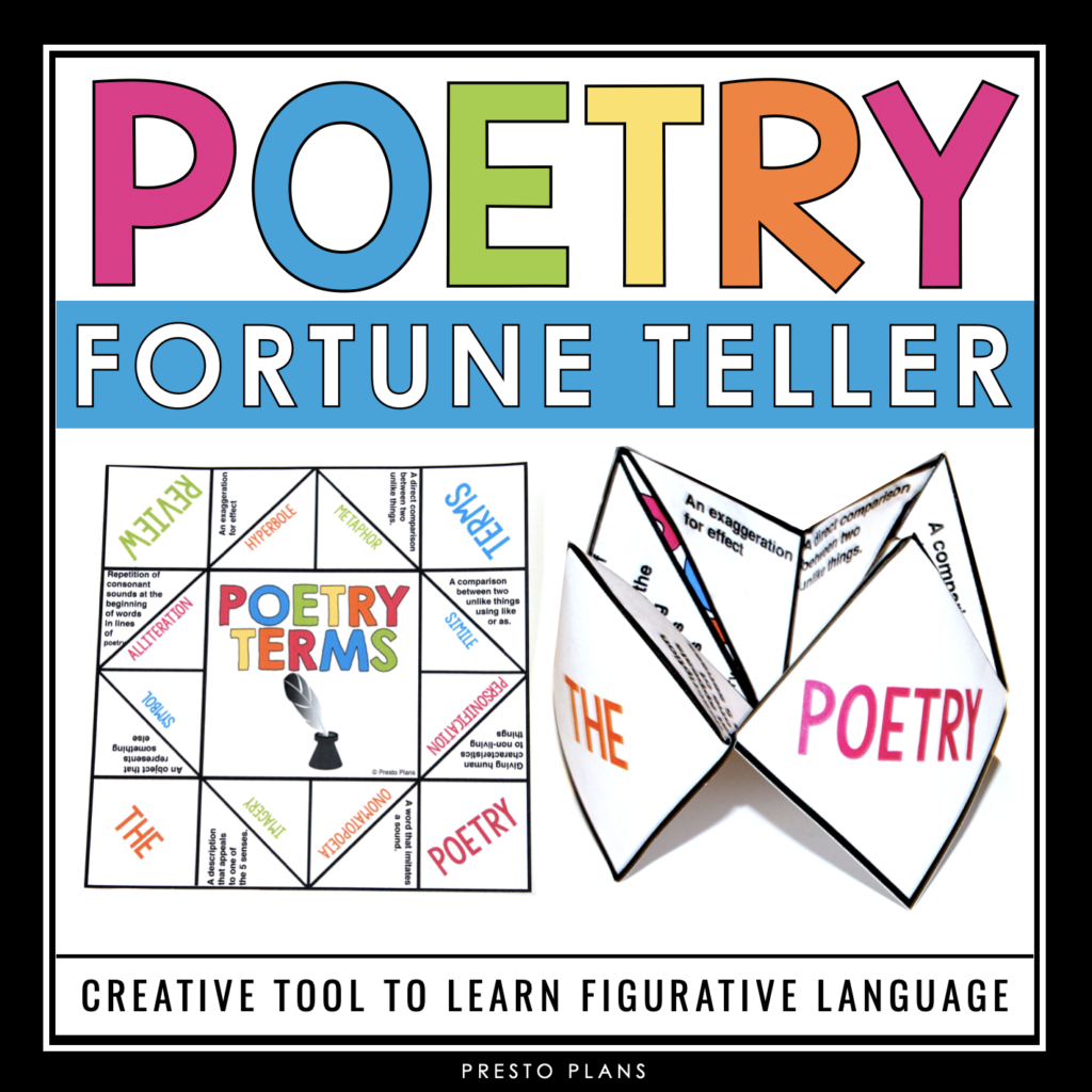Poetry Terms Paper Fortune Teller Activity - Figurative Language Game ...