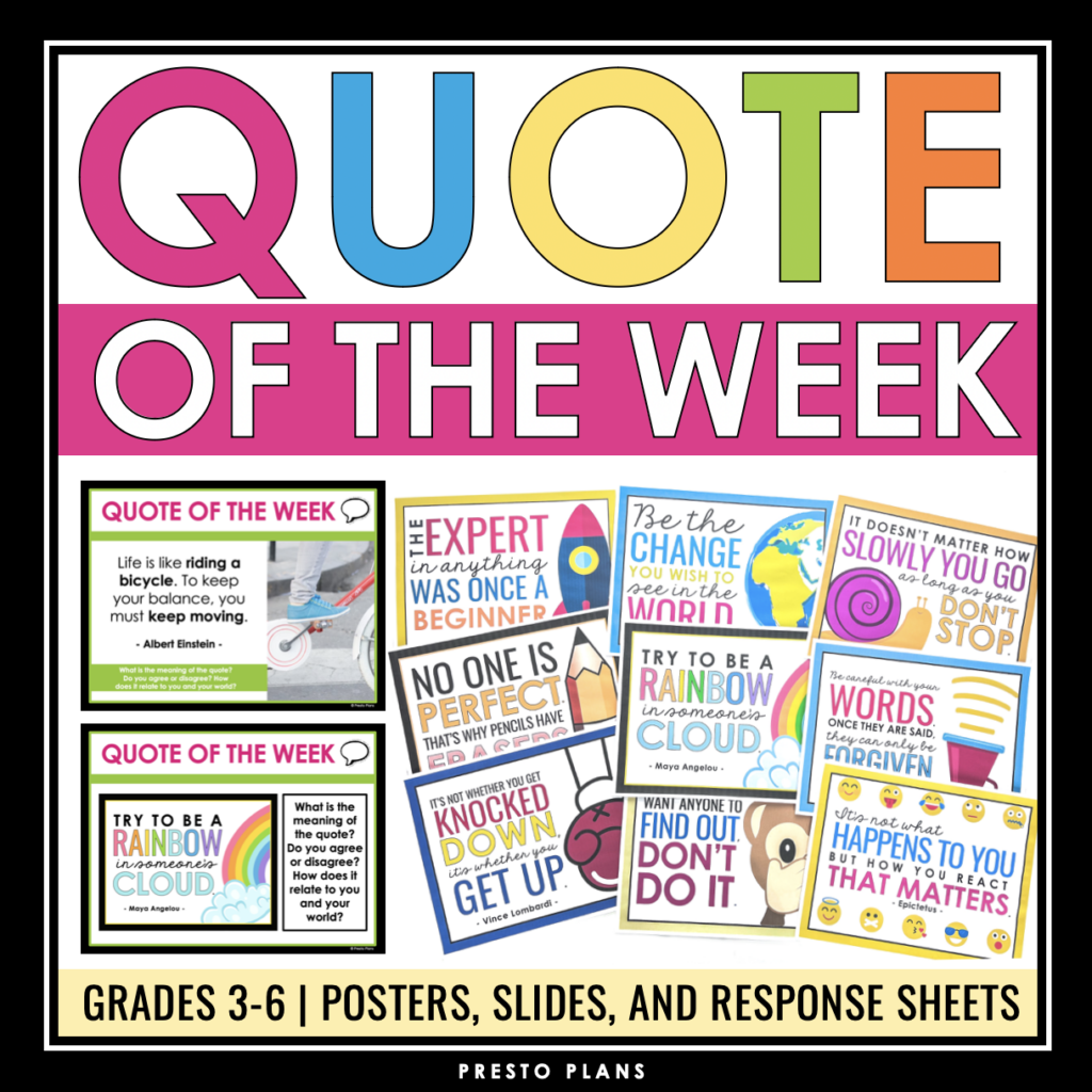 Quote of the Week Posters and Activity - Bulletin Board Display or Bell ...