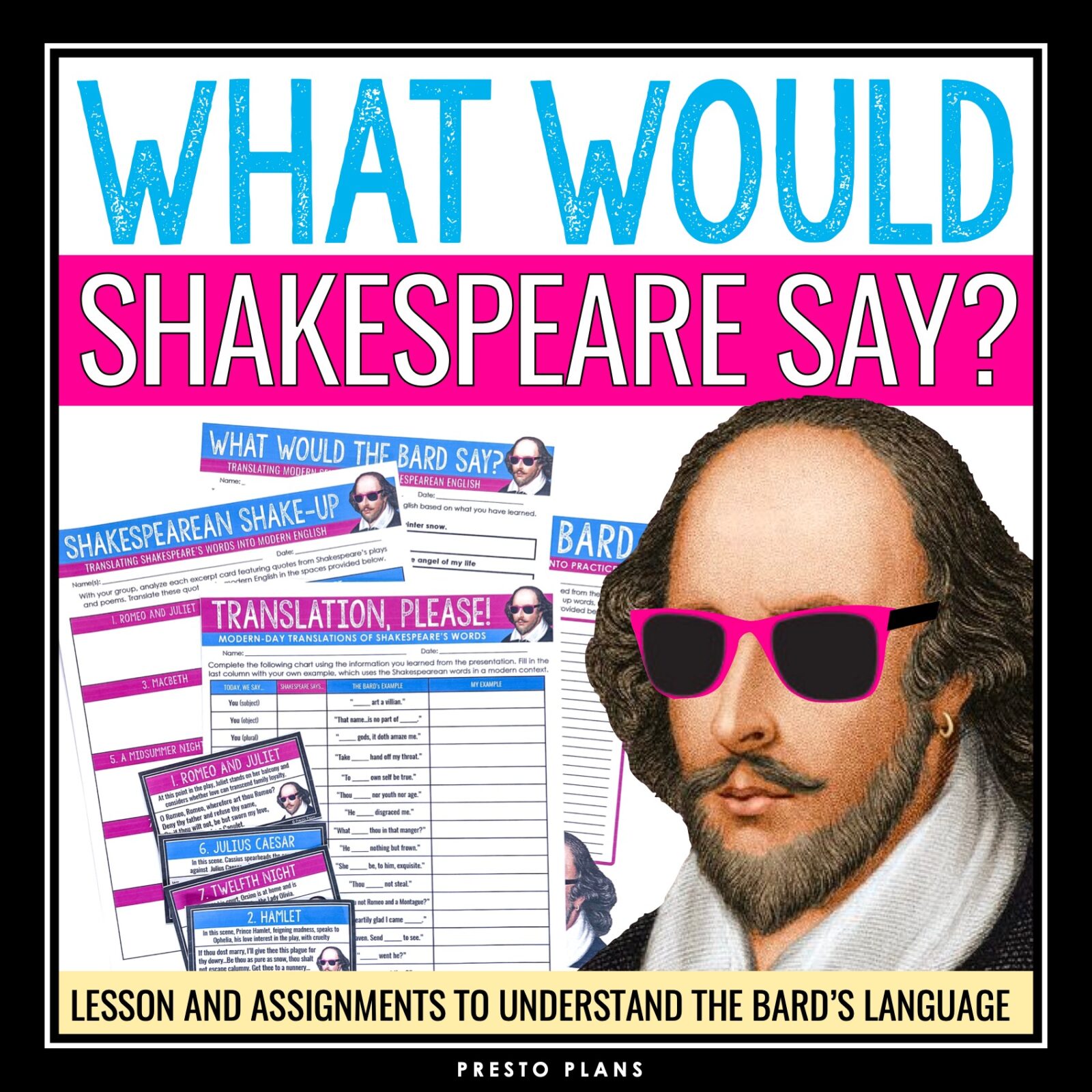 Shakespeare's Language Introduction - Vocabulary Presentation and Fun ...