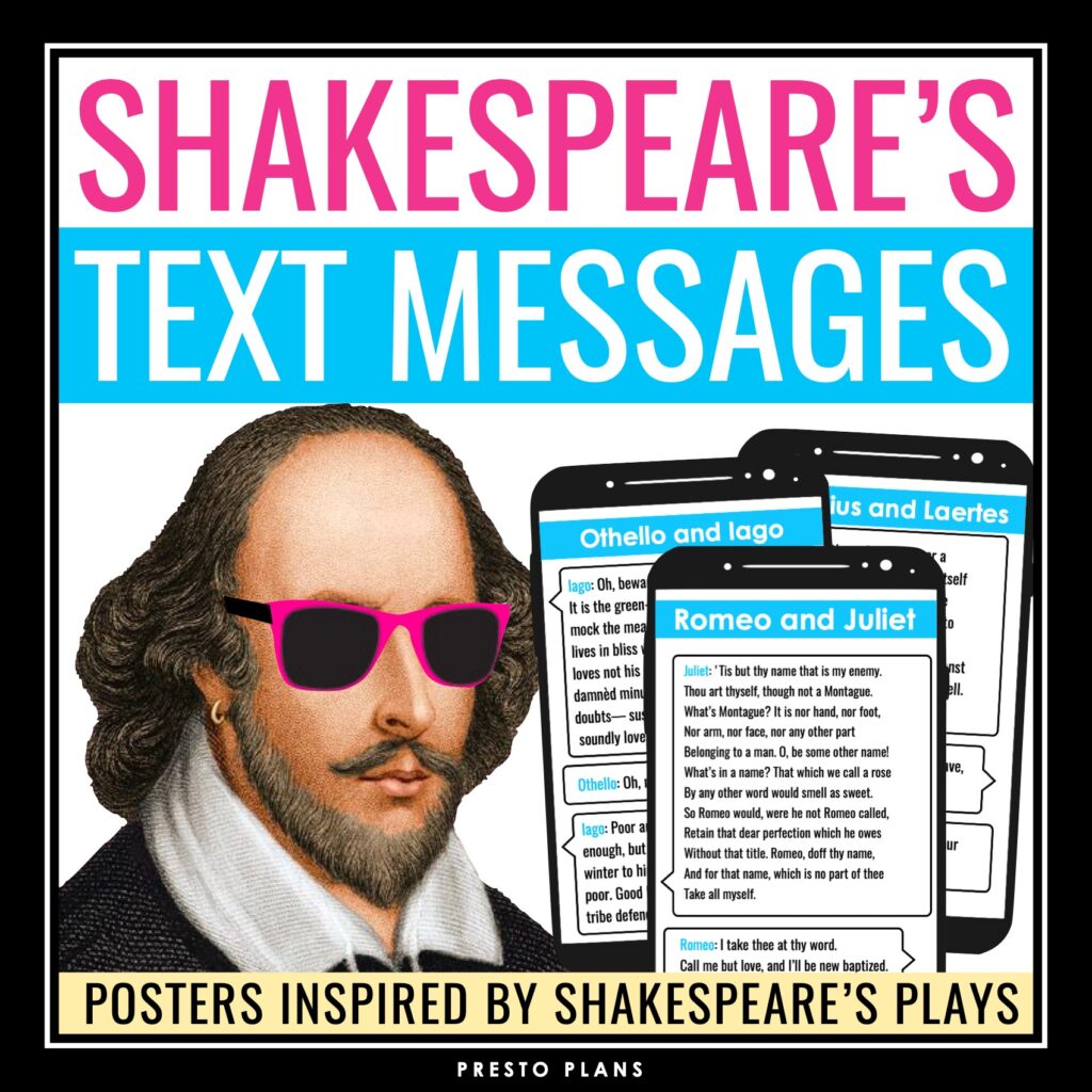 Shakespeare Posters - Text Messages Bulletin Board Display ELA Class ...
