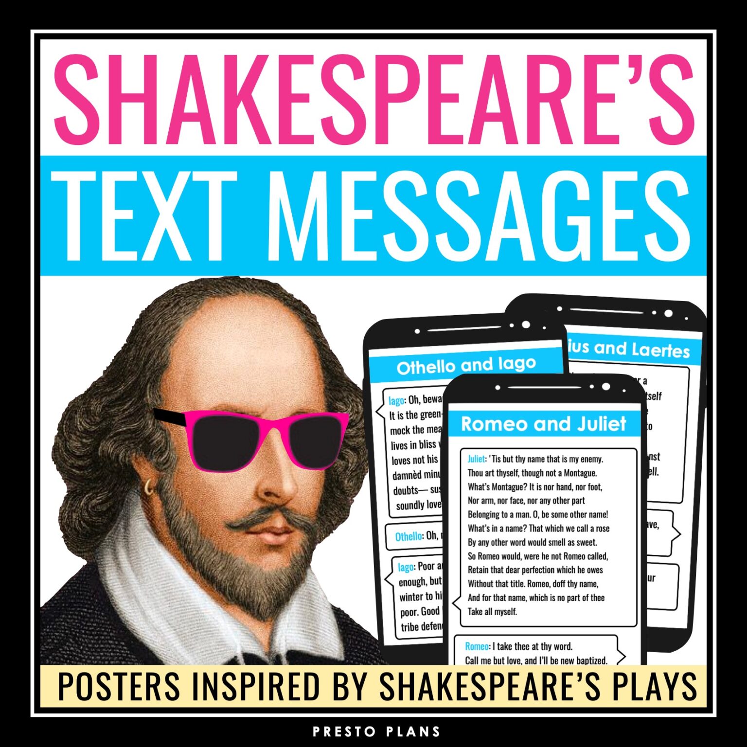 Shakespeare Posters - Text Messages Bulletin Board Display ELA Class ...