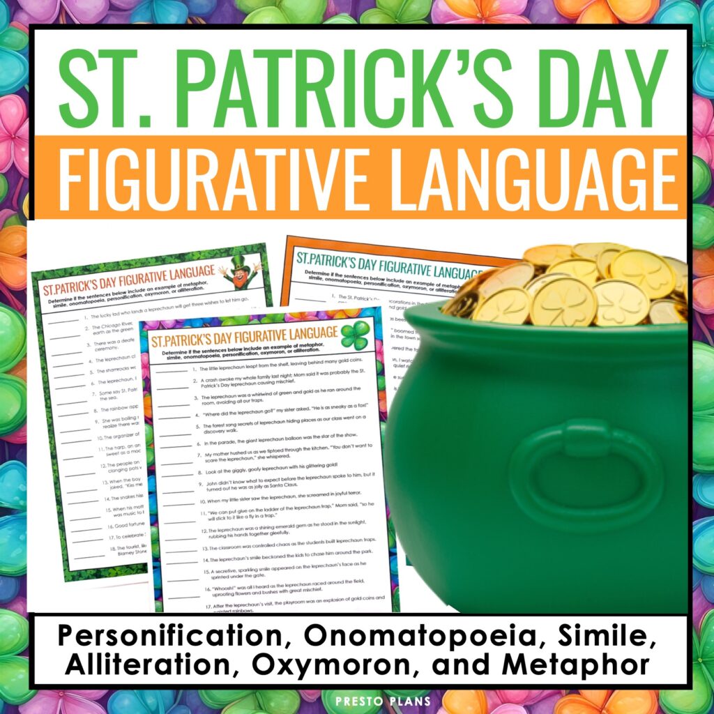 St. Patrick's Day Figurative Language Assignments - Literary Devices ...