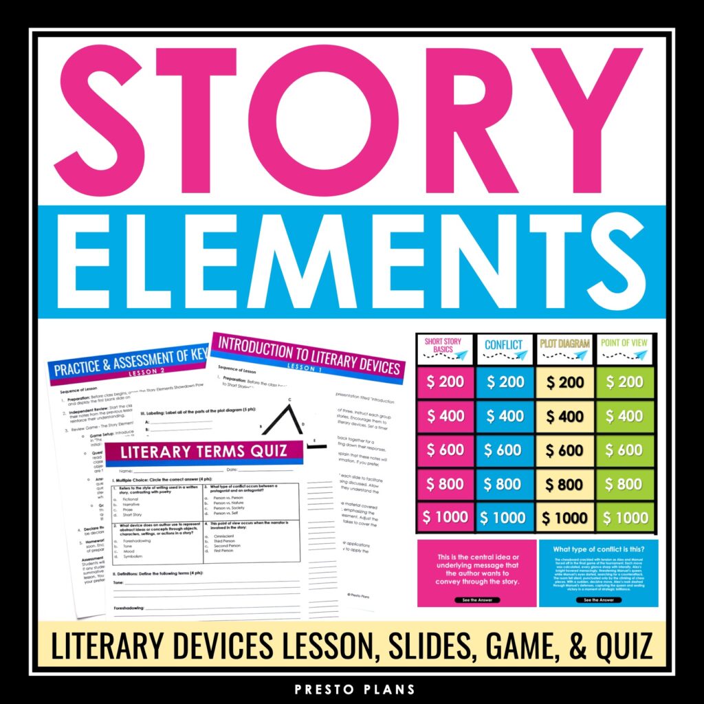 Story Elements Introduction - Short Story Elements Slides, Review Game ...