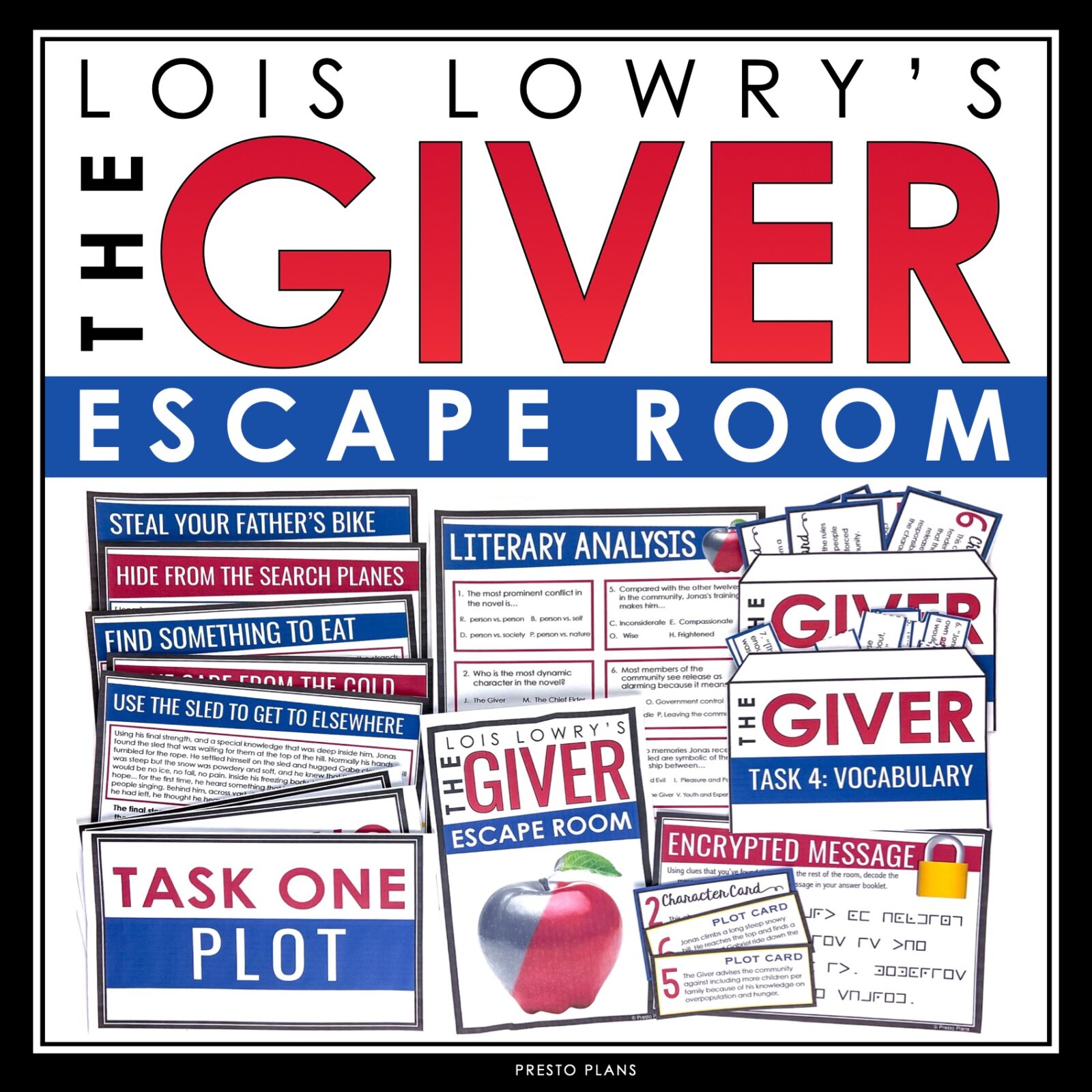The Giver Escape Room Novel Activity - Breakout Review for Lois Lowry's ...
