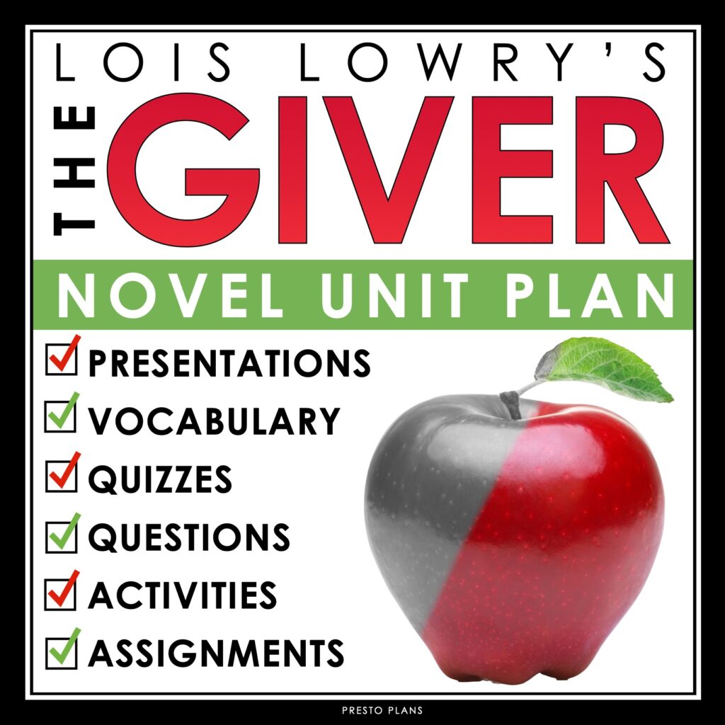 The Giver Unit Plan - Lois Lowry Novel Study Reading Unit ...
