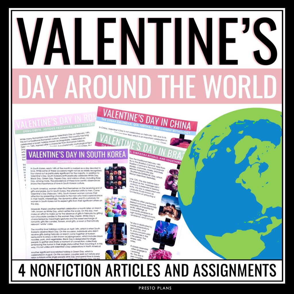 Valentine's Day Around the World Reading Comprehension - Nonfiction ...