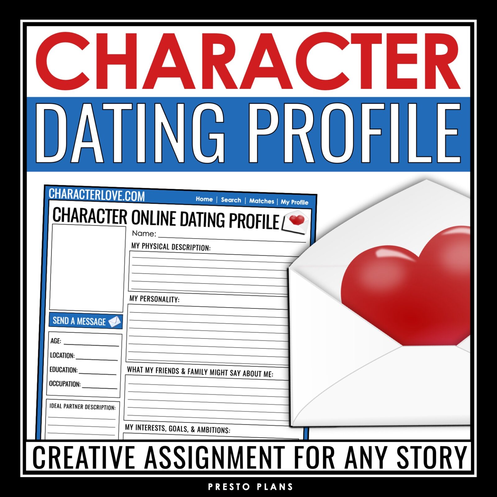 Valentine's Day Character Analysis Assignment For Any Reading - Dating ...